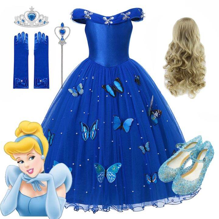 ZZOOI Disney Cinderella Costume Girls Princess Cosplay Dress Up Clothes ...