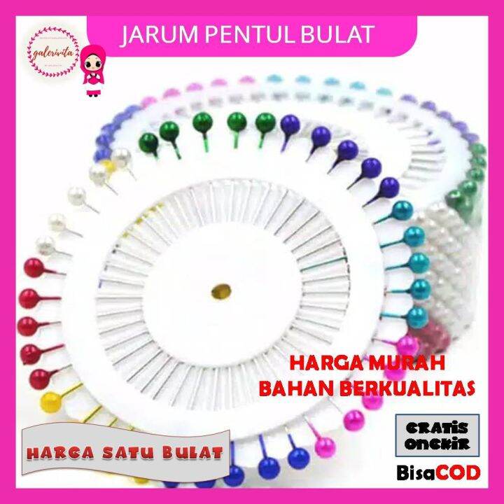 Jarum Pentul Bulat Warna Warni / Jarum Pentul Hijab / Jarum Pentul Anti ...