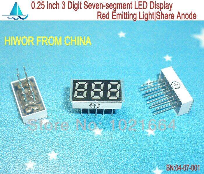 10pcs/lot Led Display 0.25 Inch 10 Pins 3 Digits 7 Segment Red Led ...