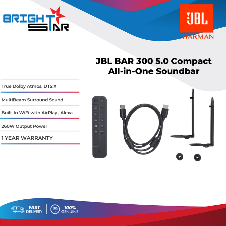 JBL BAR 300 - 5.0-channel compact all-in-one soundbar with MultiBeam ...