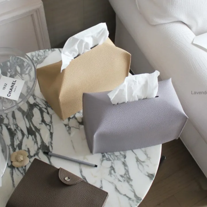 Spot Korean large tissue box PU leather desktop tissue holster Square ...