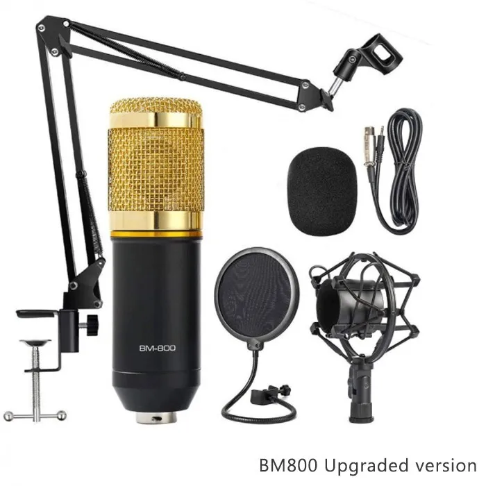 BM-800 Condenser Microphone Kit With V8 Multifunctional Live Sound Card v8 mic sound card ...