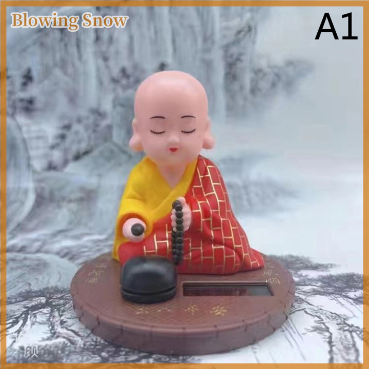 Blowing Solar Powered Bobble Shaking Head Dancing Toy Buddhist Monk ...