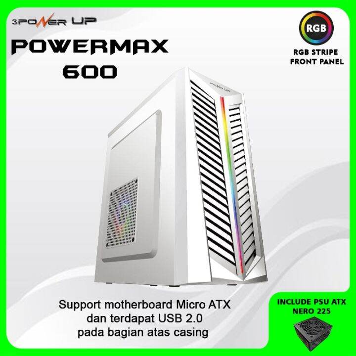 Casing PC 3 Power Up PowerMax 600 - Micro ATX Casing PC - LED RGB ...