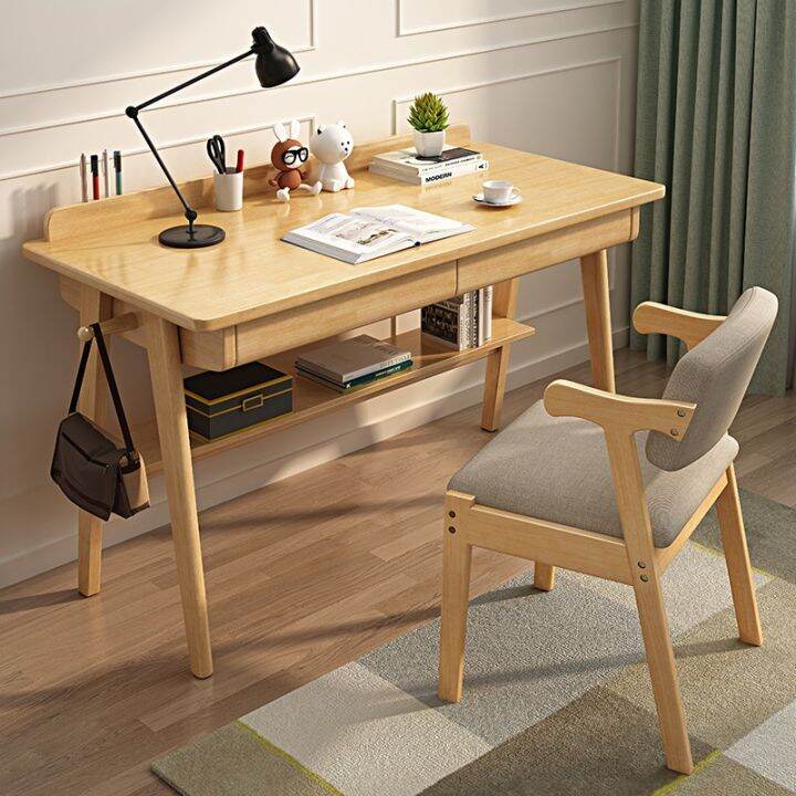 Solid Wood Computer Table Study Desk Home Office Desktop Working Table ...