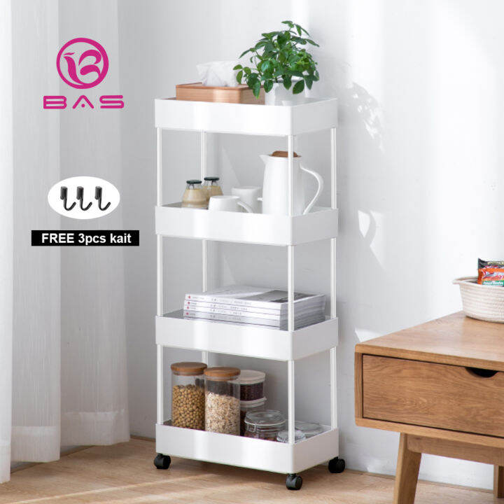 BAS square rak troli rak dapur rak serbaguna 4 tingkat dengan roda ...