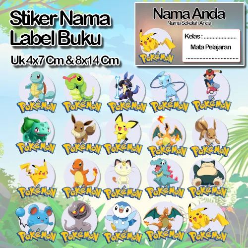 Stiker Label Buku Pokemon pikachu pikacu lucu karakter Karakter Lucu ...