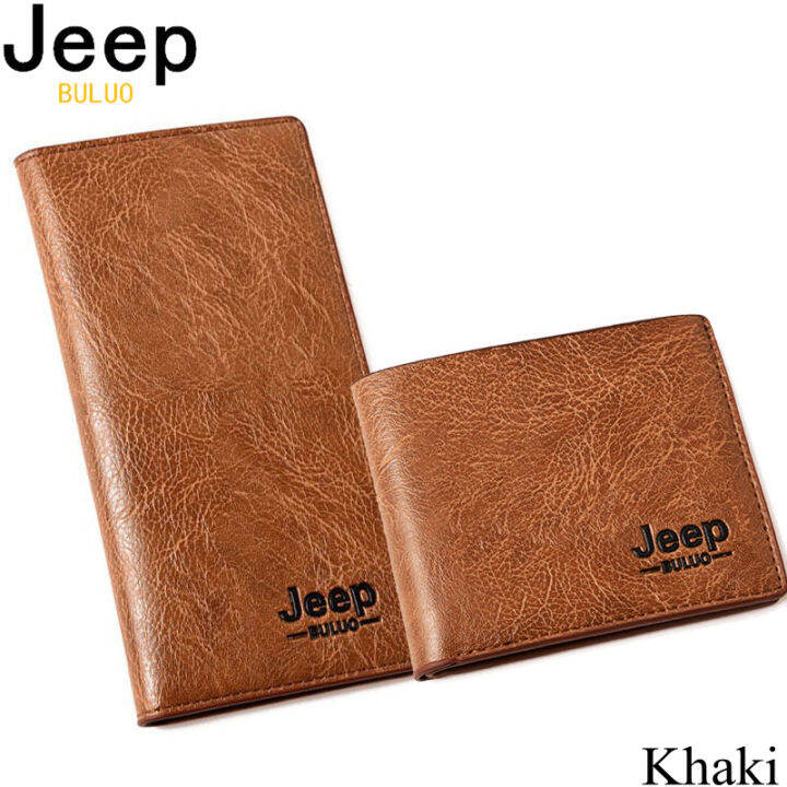 JEEP BULUO Men's Wallet Soild Color Retro Long and Short Clutch Bag PU ...