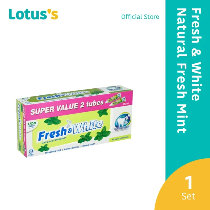 Fresh & White Natural Fresh Mint Anti-Cavity Toothpaste 2 x 225g | Lazada