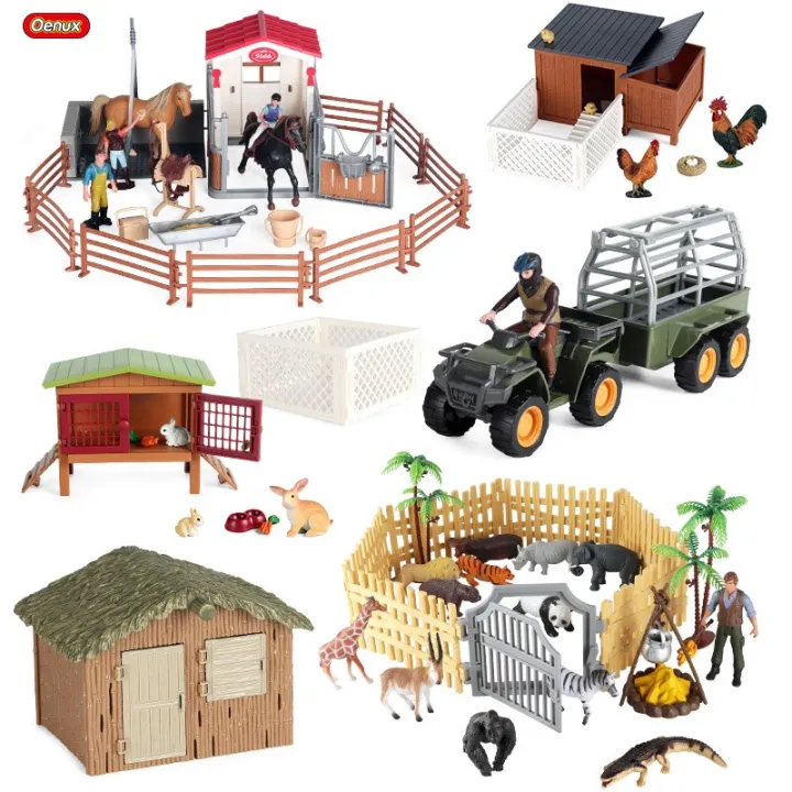 Oenux Farm Series Simulation Horse Stable Hen Rabbit Farmer Animal ...