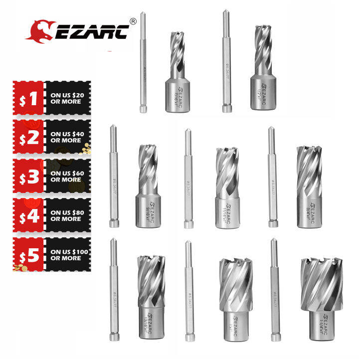 EZARC HSS Annular Cutter, 1-Inch Cutting Depth for Metal Stainless Steel Drilling Fits Magnetic ...
