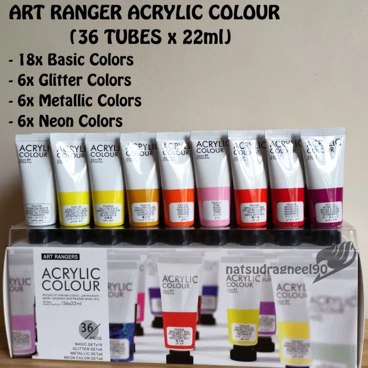 Art Ranger Acrylic Colour/Paint Set [36 tubes x 22ml] | Lazada PH