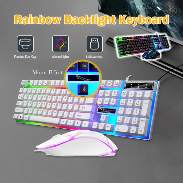 Colorful Gaming Keyboard and Mouse LED Backlight Ergonomic Mechanical ...