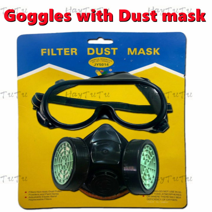 DUST RESPIRATORY MASK WITH GOGGLES (DOUBLE CARTRIDGE) | Lazada PH