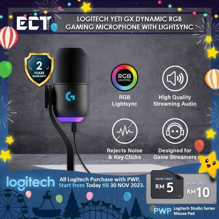 Logitech G Yeti GX Dynamic RGB Gaming Microphone with LIGHTSYNC (988 ...