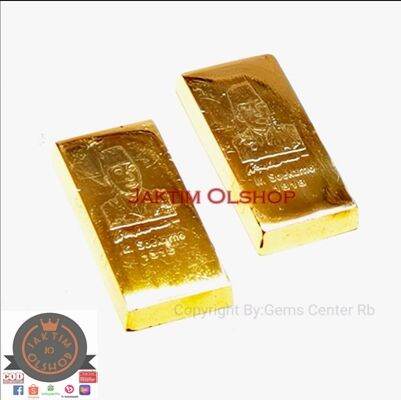 Replika Emas Batangan Soekarno Ukuran 50Gr IstimewaSize: 4,5x2 (tebal ...