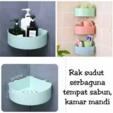 (VCM) Rak Sudut Siku Plastik Kamar Mandi / Tempat alat mandi / Tempat ...