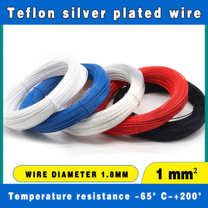 Teflon silver-plated wire 1mm² wire diameter 1.8mm FEP Teflon high temperature resistant wire ...