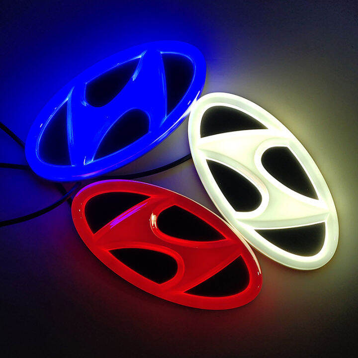 Hyundai Logo Car LED Light Logo Emblems Front Grille Rear Bumper Logo ...