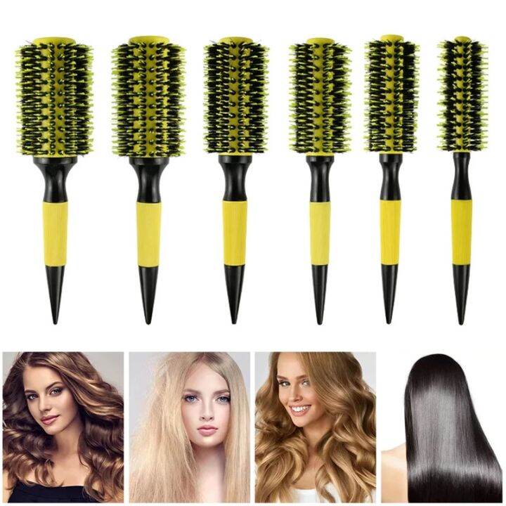 Professional Round Hair Comb Nylon Bristle Aluminum Tube Ion Hair Brush ...