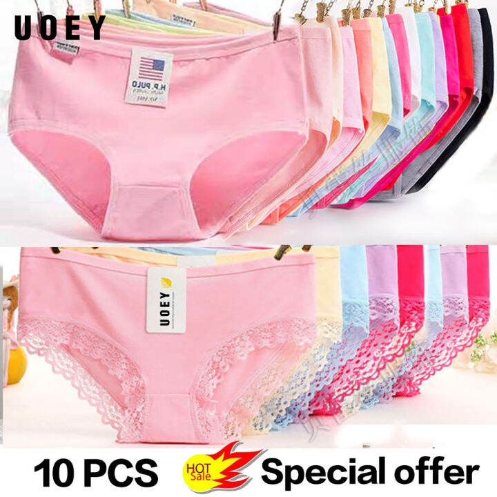 Uoey 5pcs 10pcs Pack Random Color Special Offer Women Panties Cotton