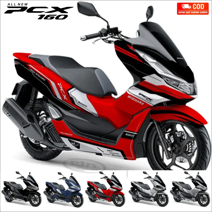 Sticker Stiker Decal PCX 160 Full Body keren Variasi 1 merah putih ...