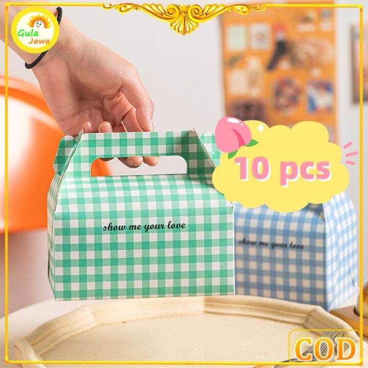 Besar 10pcs Box Kue Gable Box Dus Kue Kotak Hamper Snack Roti Gable Box ...