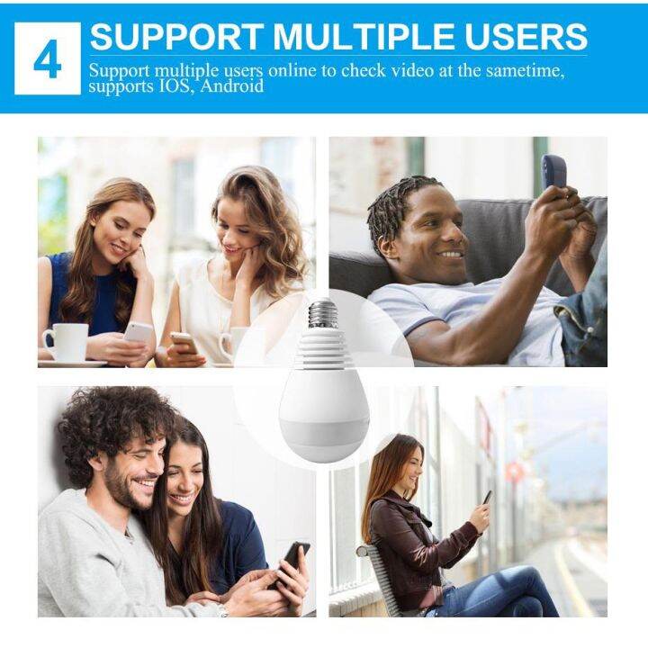 ORIGINAL CCTV IP Camera 360 Panoramic WiFi IP Light Bulb ICSEE COD 1 ...