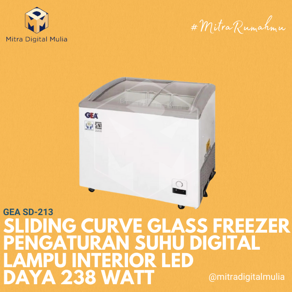 GEA SD-213 Sliding Curve Glass Freezer 213 Liter | Lazada Indonesia
