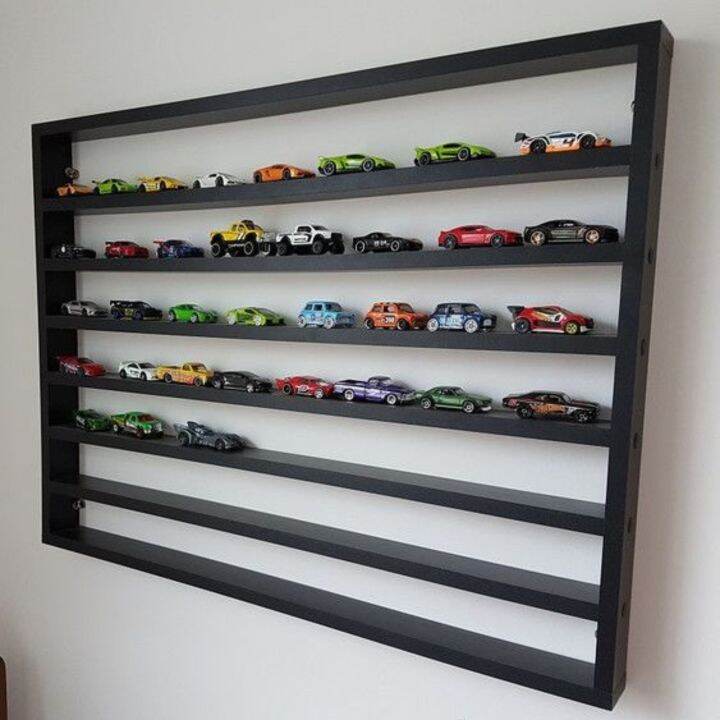 Rak Kayu lego hotweel diecast mainan Korek di tempel di dinding gantung ...