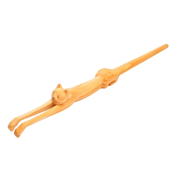 Cat-Shaped Back Scratcher with Long Handle Wooden Back Massage Tool ...