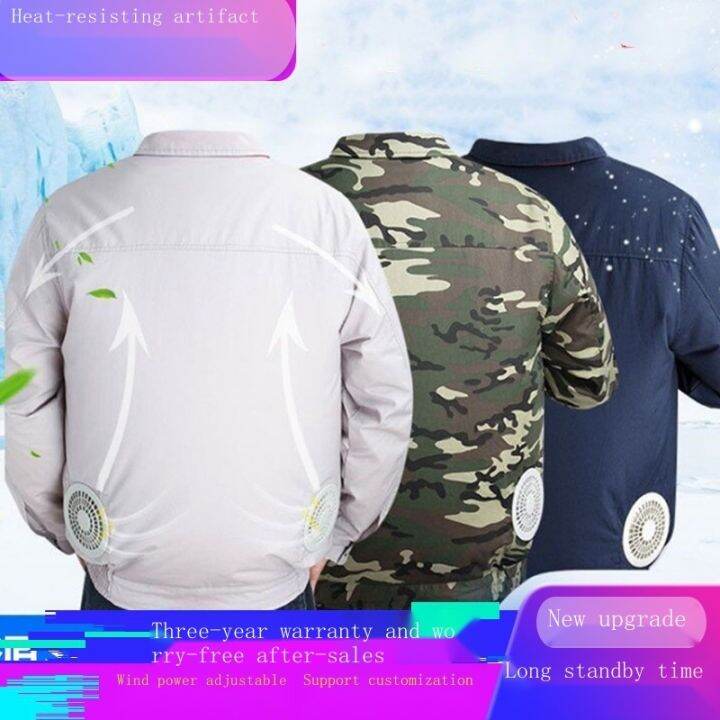 Summer heat and cooling air conditioning suit with a male fan ...