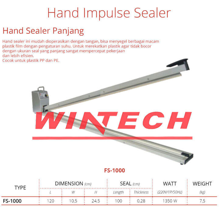 GETRA FS-1000H HAND SEALER ATAU MESIN PENYEGEL PLASTIK 100 CM | Lazada ...