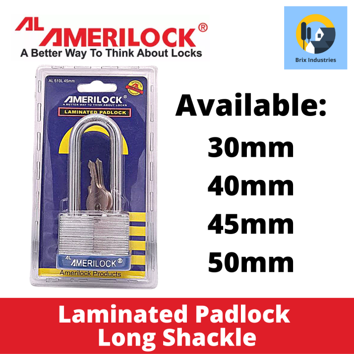 Amerilock Laminated Padlock Long Shackle Heavy Duty 30mm 40mm 45mm or ...