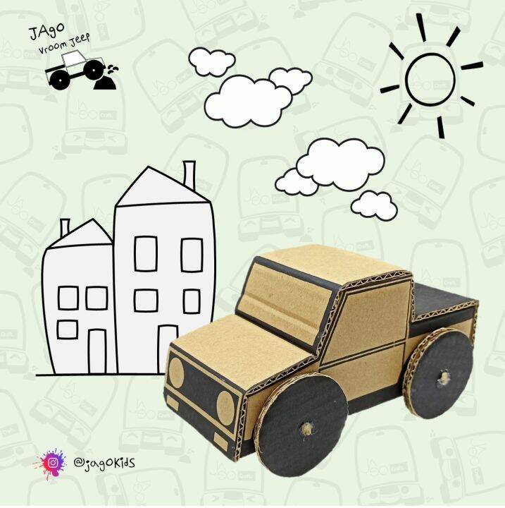 Mobilan kardus, JAGOVROOM JEEP. Mainan edukasi anak, mainan mobil mobilan, diy anak, mainan ...