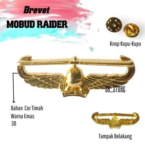 Gratis Ongkir Brevet Brivet Wing Lencana MOBUD RAIDER Bahan Timah Sepuh ...