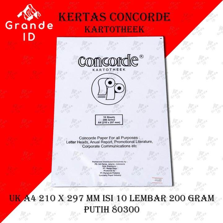 KERTAS CONCORDE 200 GRAM UKURAN A4 ISI 10 LEMBAR KARTOTHEEK | Lazada Indonesia