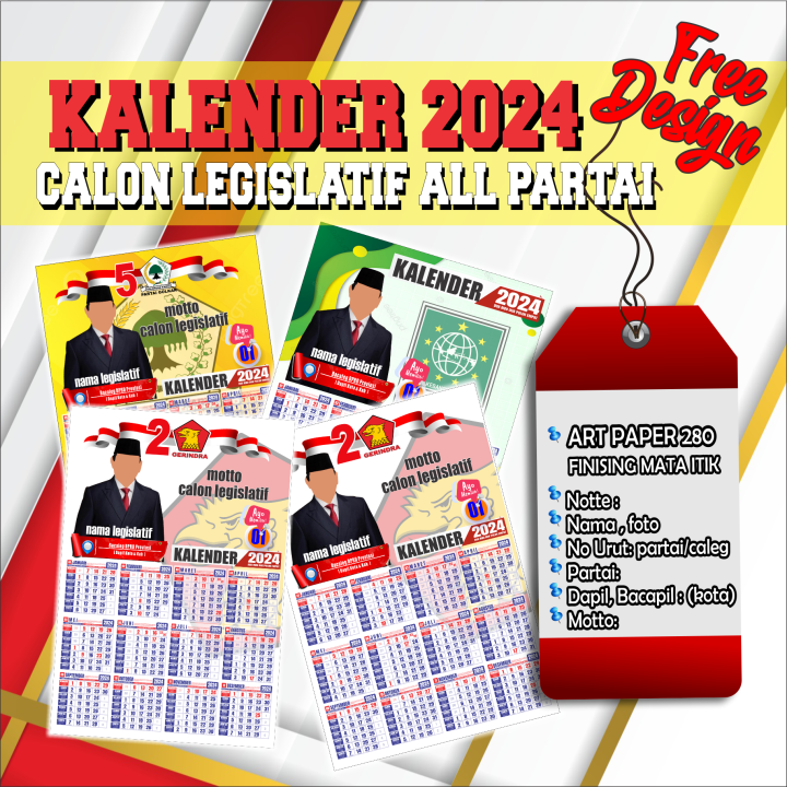 KALENDER TAHUNAN 2024+ GANTUNGAN MATA ITIK (PARTAI,CALEG & UMUM ...
