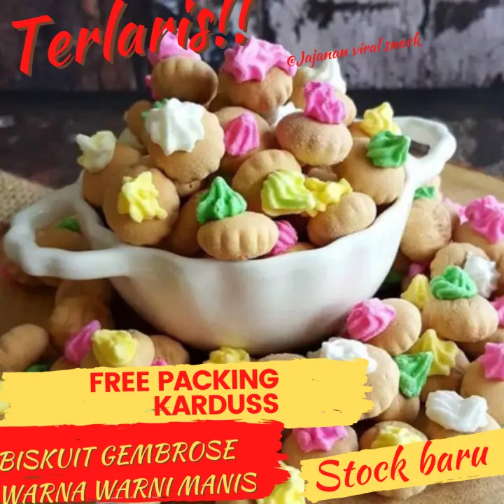 COD Snack BISKUIT GEMBROS GEMBROSE TOPING GULA WARNA WARNI 125 gram ...