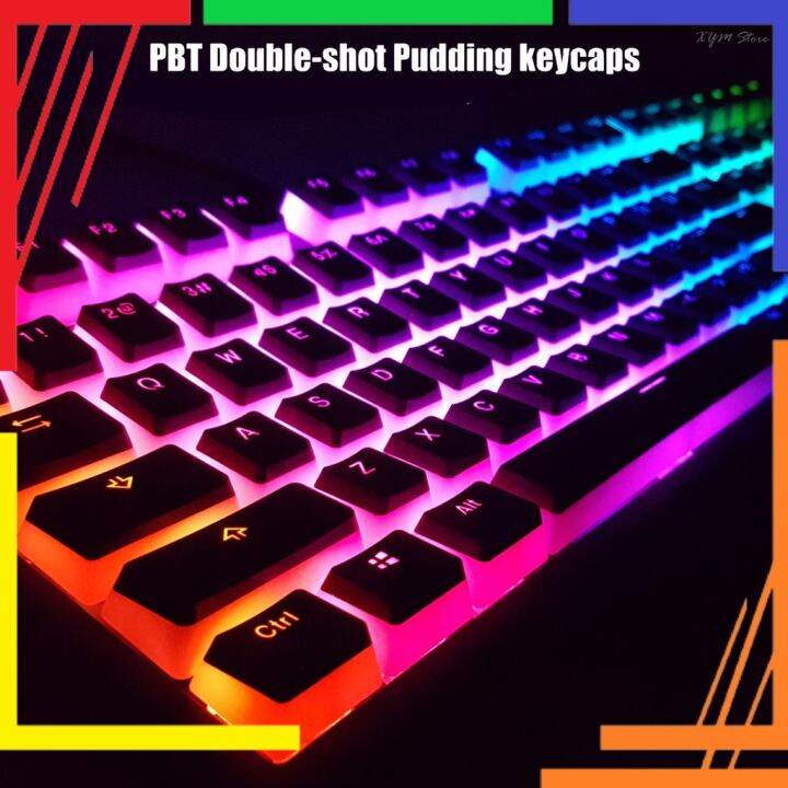 PBT Double-shot Pudding Keycaps for Mechanical Keyboard 68/84/87/104 ...
