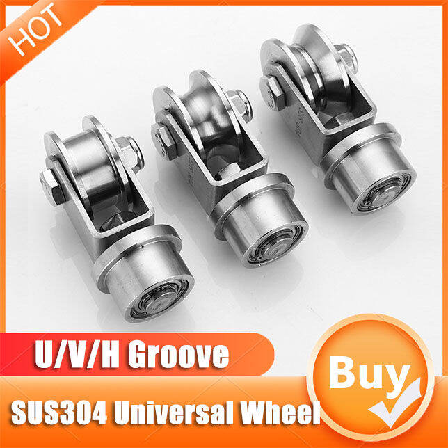SUS304 48mm U/V Groove Universal Wheel 360° Swivel Rotational Sliding ...