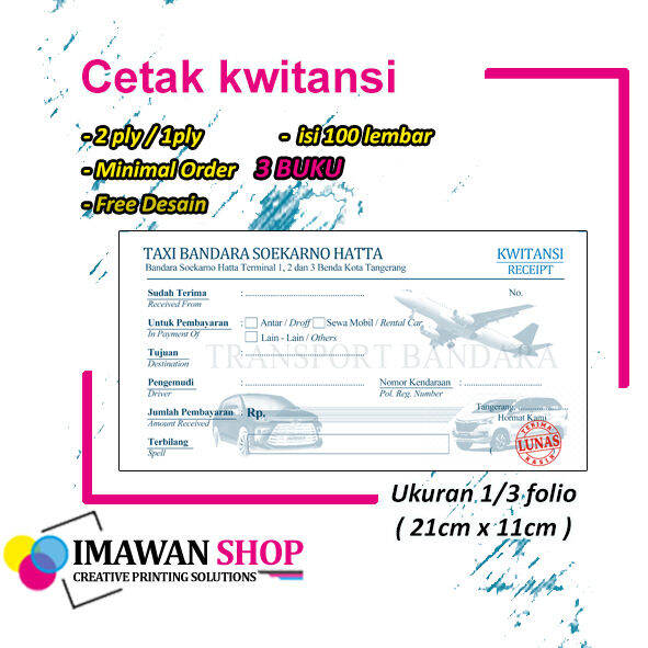 Cetak Nota 1/3 Folio | Kwitansi Bandara - 11x21 cm 2 Ply | Lazada Indonesia