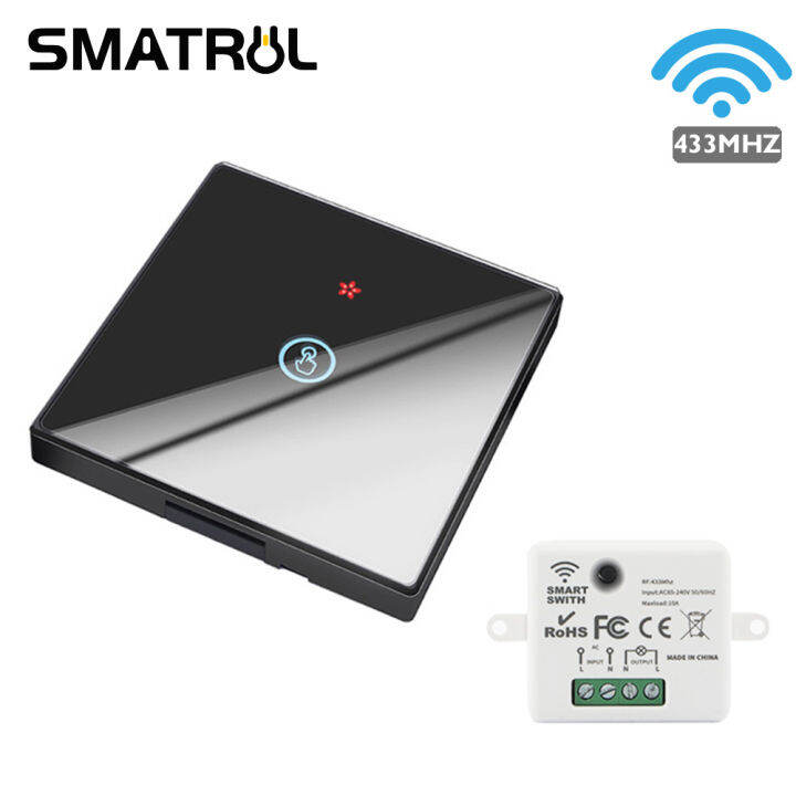 SMATRUL Mini Module Smart Wireless Touch Switch Light 433MHZ Electrical Home Remote Control ...