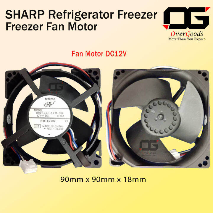 DC12V 0.16A SHARP Refrigerator Fan MOTOR / DC FAN / MOTOR KIPAS PETI SEJUK 4 WIRE 09232JS-12M ...
