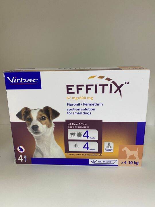 ผลิตภัณฑ์กำจัดและป้องกันเห็บหมัด Virbac Effitix - Spot-on หนัก 4-10kg ...