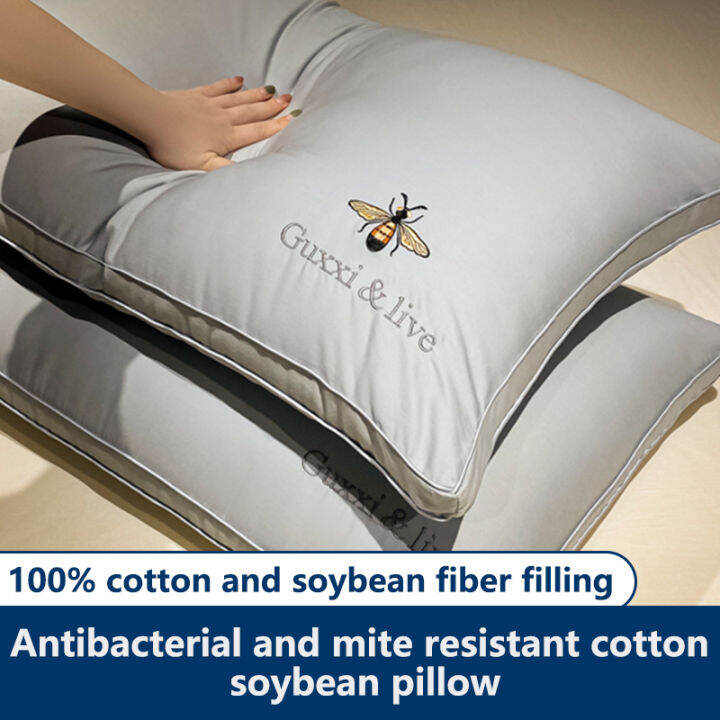 Soybean pure cotton high pillow bee protection cervical spine sleeping ...