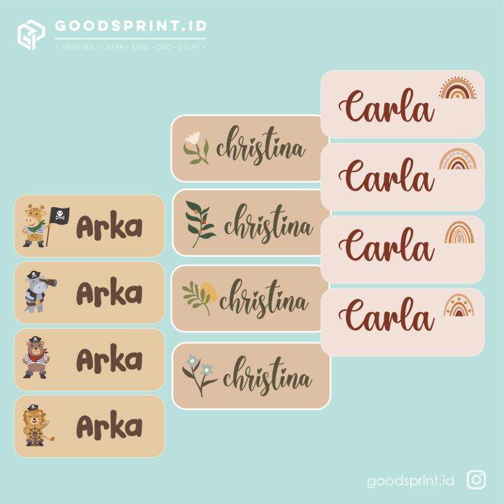 STIKER LABEL NAMA ANAK WATERPROOF CUSTOM Sticker Nama Untuk Peralatan ...