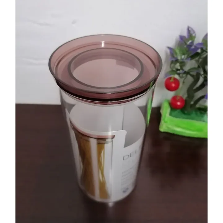 Delisoga Deli Glassware Glass Kitchen Canister w Airtight Plastic Lid ...