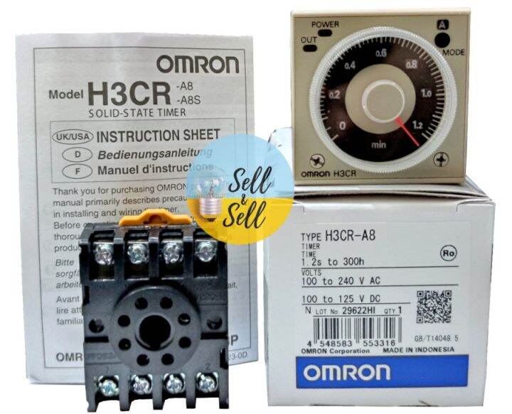 (1 SET) Timer H3CR-A8 Omron 220VAC ORIGINAL + Socket / Timer Omron ...