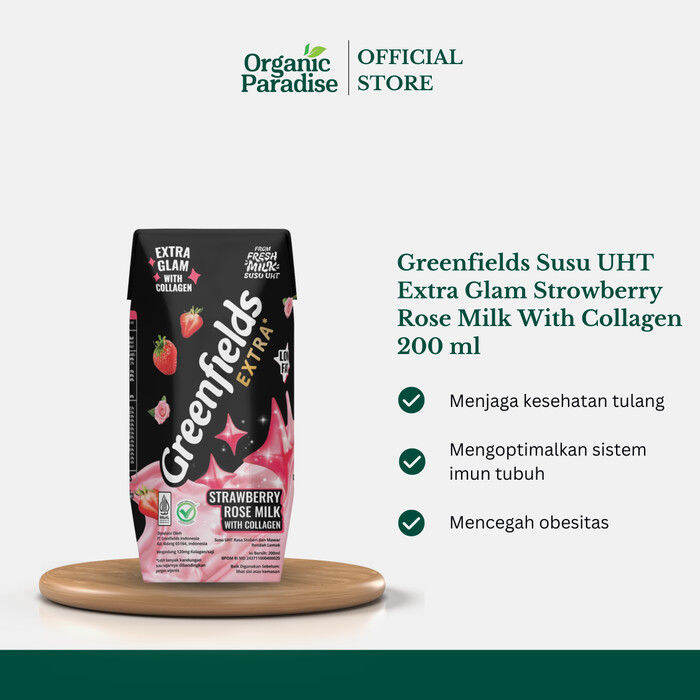 Susu Greenfields UHT Extra Glam Strowberry Rose Milk With Collagen 200 | Lazada Indonesia